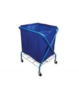 Folding Waste Cart With Blue Vinyl Bag - Contico Janitorial
